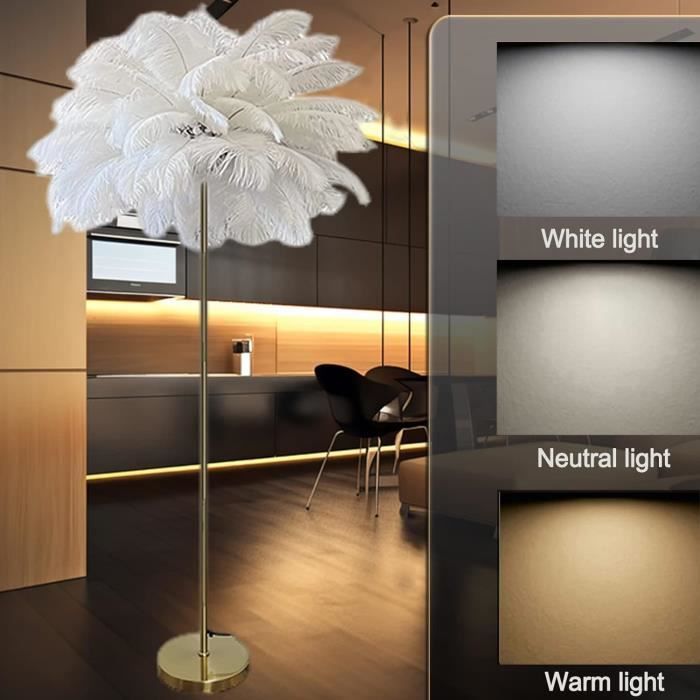 63‘' Lampadaire Lampe En Plumes D'Autruche Moderne Pour Salon Led Lampe ...
