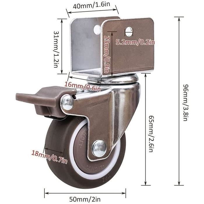 Lot de 4 roulettes pivotantes pour Meuble, avec Support de Type U ...