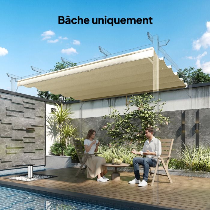 Toile de toit pour pergola - Outsunny - 10 œillets de drainage - tissu ...