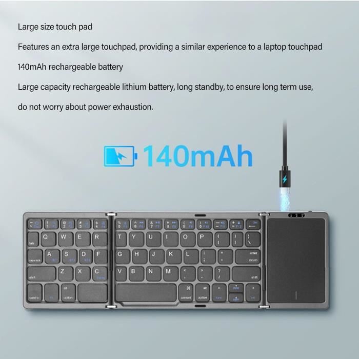 Clavier Bluetooth Pliable, Mini Clavier Pliable Sans Fil Portable Avec ...