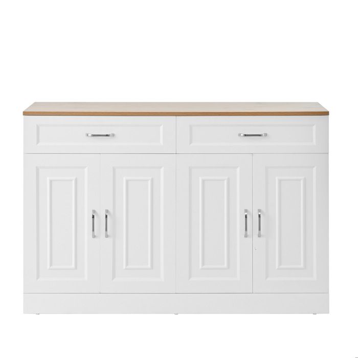 Meuble rangement buffet 120 x 35 x 80,5 cm 4 portes 2 tiroirs bois ...