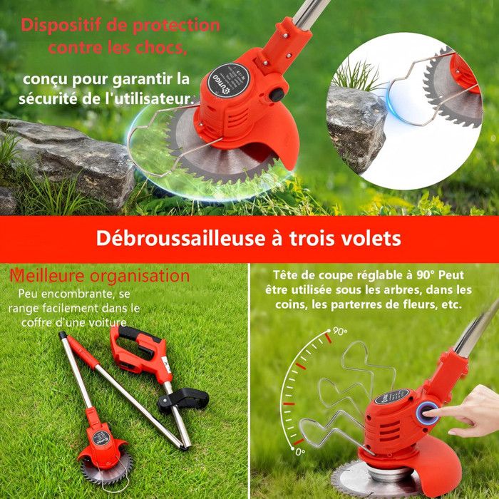 OUTIGO Débroussailleuse Électrique sans Fil, Débroussailleuse à Gazon ...