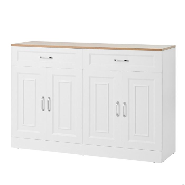 Meuble rangement buffet 120 x 35 x 80,5 cm 4 portes 2 tiroirs bois ...