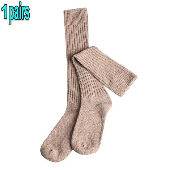 Bas en laine pour femme,chaussettes chaudes en cachemire,chaussettes au ...