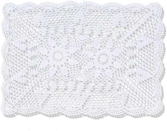 Napperons rectangulaires faits à la main en coton avec dentelle et ...