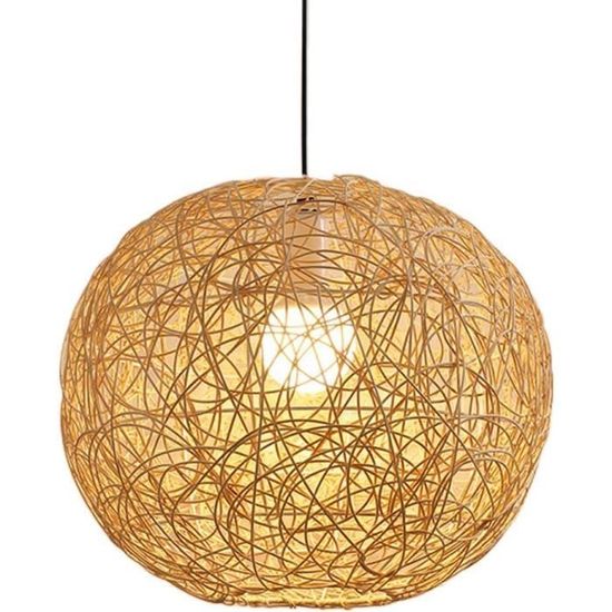 Lustre En Rotin En Osier Avec Abat-Jour En Forme De Boule Lampe ...
