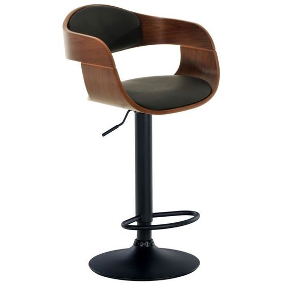 Tabouret de Bar Kingston B avec Coque Bois Piètement Repose-pied Métal ...