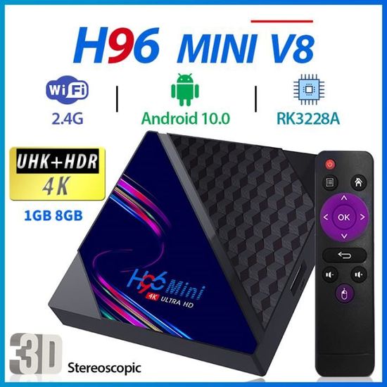 H96 MINI V8 Android 10.0 Smart TV Box RK3228A 1GB 8GB 2.4Ghz Wifi Google Play Youtube H96Mini 4K ...