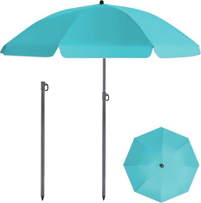 Turquoise Parasol de Jardin Exterieur Inclinable, 160cm, Turquoise ...
