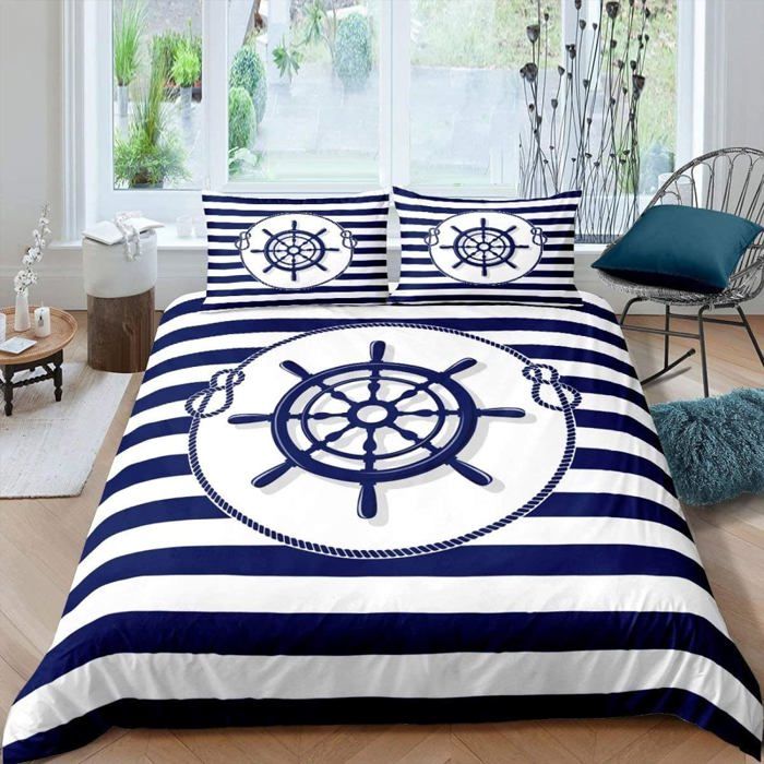Housse De Couette 200X200 Imprimée 3D Bleu Marine Housse Couette Bande ...