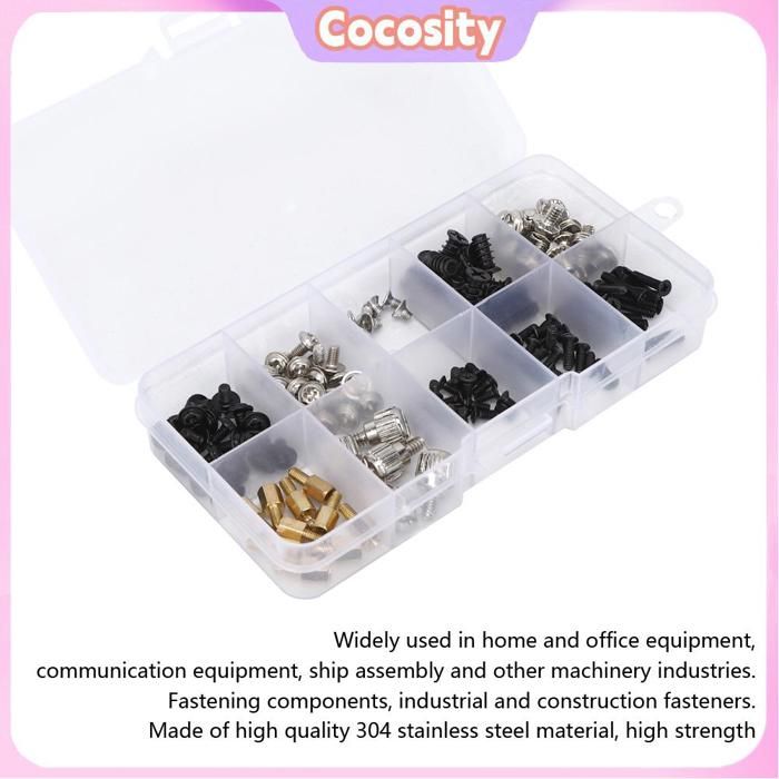 Cocosity Kit d'assortiment d'entretoise Entretoises de Carte Mère, 165 Pièces Vis D'ordinateur ...