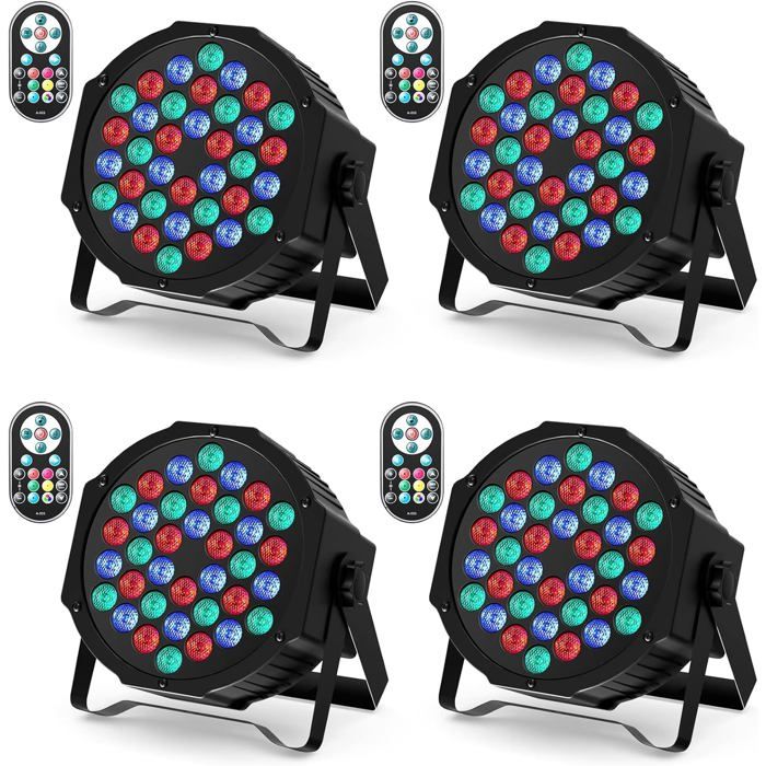 YSFMODE-4 Pcs Rgb Lumiere De Scene Avec Son Activé,72W Par 36 Led ...