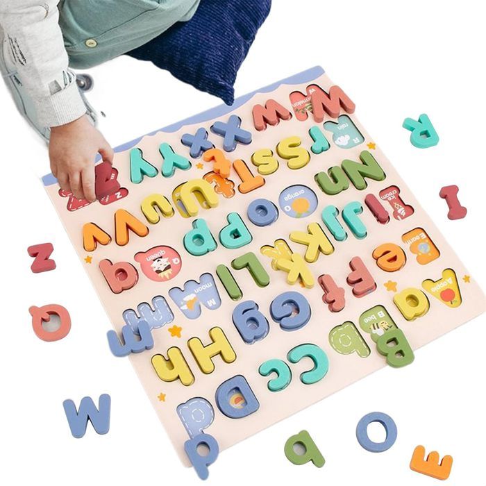 Puzzle Lettres,Jouet Éducatif en Bois Apprentissage Alphabet Majuscules ...