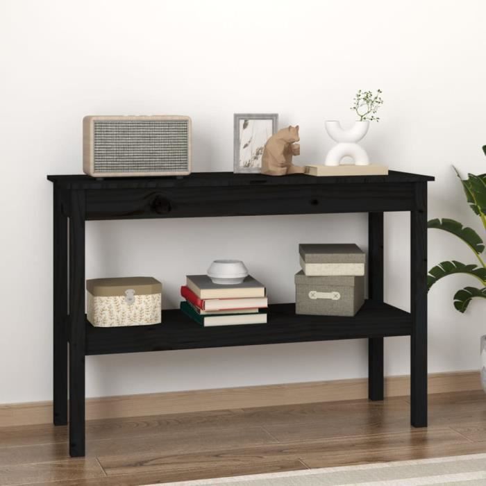 SIB Table console Noir 110x40x75 cm Bois de pin solide - AKO ...