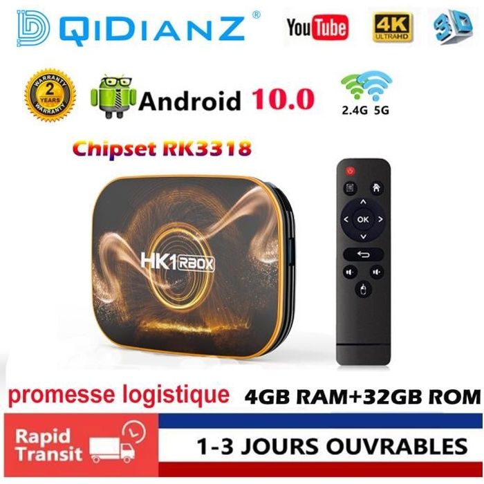 NOUVEAU 2020 HK1 RBOX R1 TV Box 4 Go 32 Go Android 10.0 Rockchip RK3318 ...