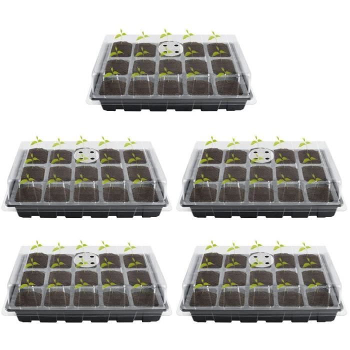 5PCS 15 Trous Mini Serre,Bac à Semis Pot De Croissance,Bac De Semis ...