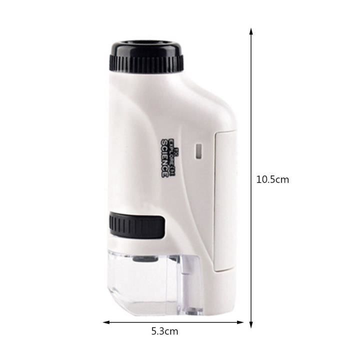 Microscope de poche - White Microscope - Kit avec lumière LED - Zoom ...