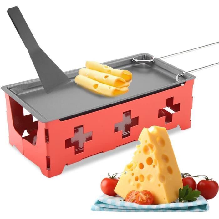 LIWI-Ensemble de raclette au fromage portable, plaque de cuisson rouge ...
