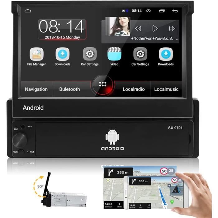 Autoradio 1 Din An oid 10 Bluetooth Main Libres, 7 Pouces Retractable ...