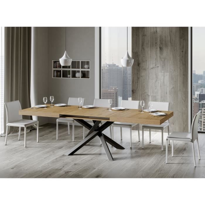 Table extensible 8 à 12 personnes chêne naturel et pieds entrelacés ...