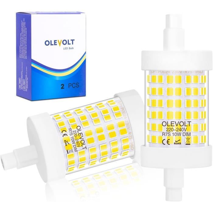 R7S Led 78Mm Dimmable, 10W Équivalent À Halogènes 100W, R7S Led Ampoule ...