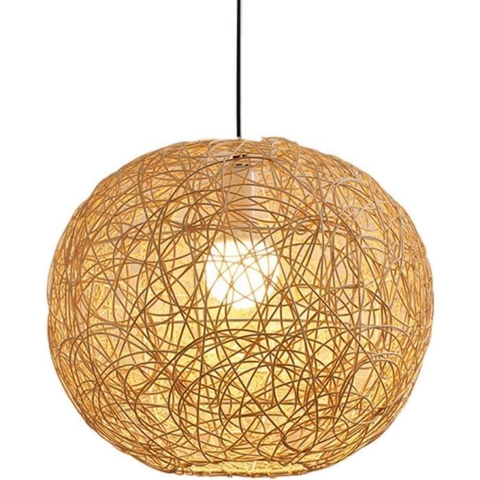 Lustre En Rotin En Osier Avec Abat-Jour En Forme De Boule Lampe ...