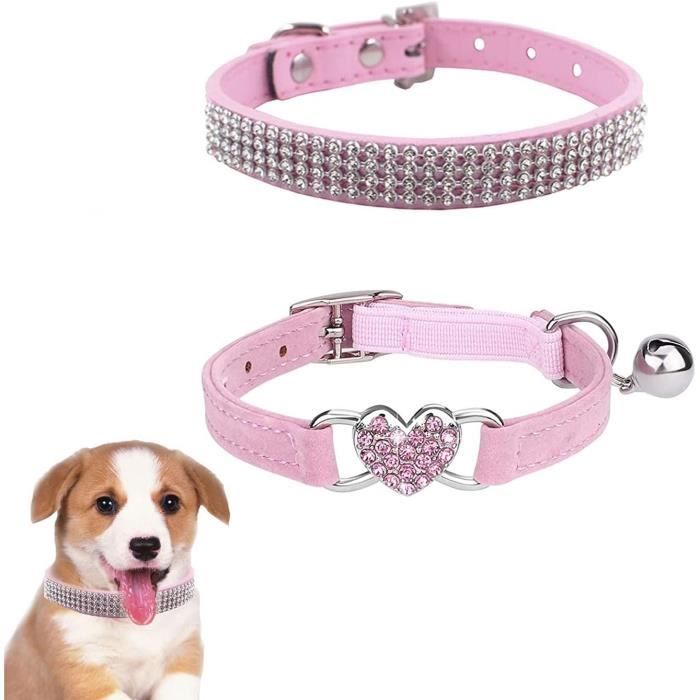 Lot De 2 Colliers Pour Chien En Cuir Scintillant Et Collier Réglable En ...