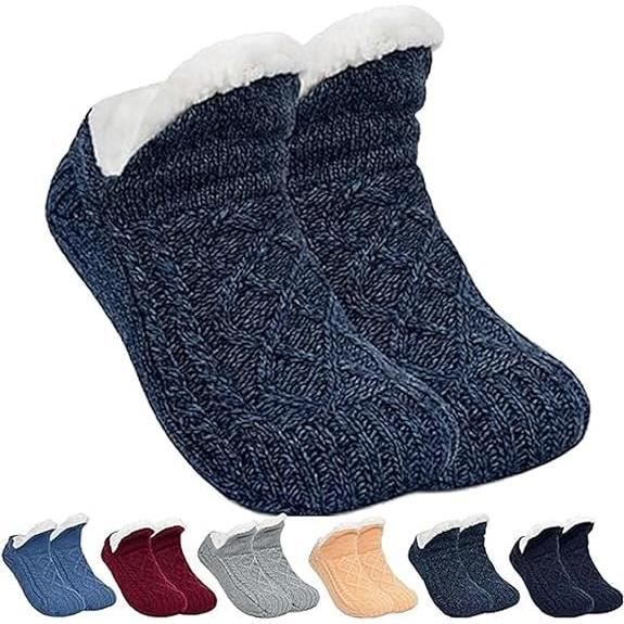 Indoor Non Slip Thermal Socks, V-mouth Fluffy Slipper Socks, New Woven ...