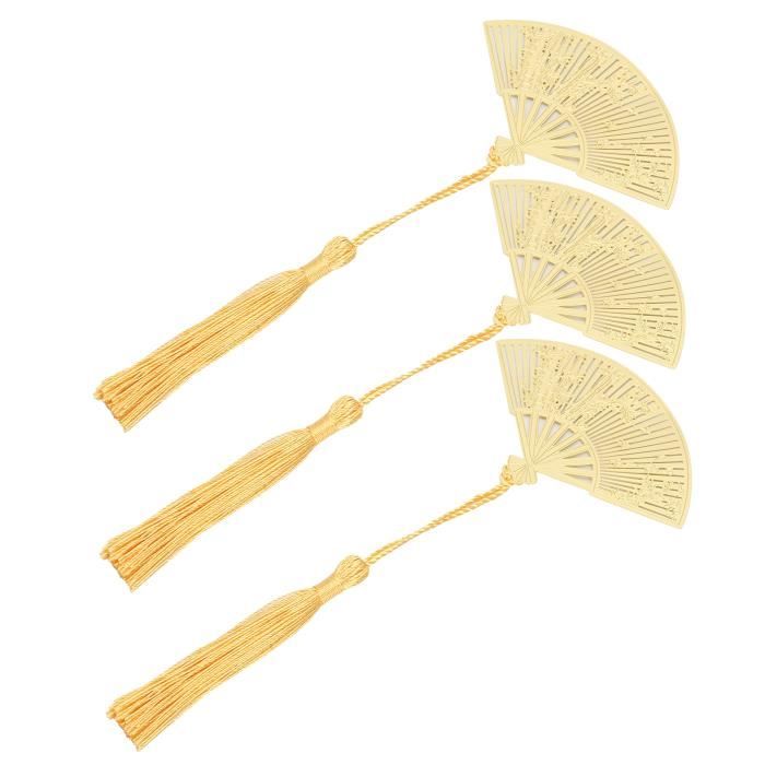 Marque-pages en laiton SONEW - Style éventail pliant rond - Lot de 3 ...