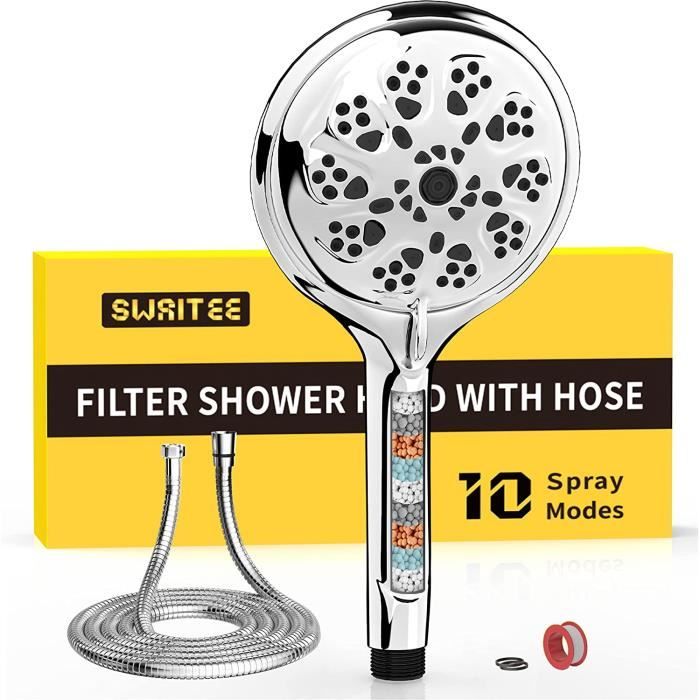 Swaitee Pommeau de Douche avec Tuyau de 1,5 m, Pommeau Douche Anti ...