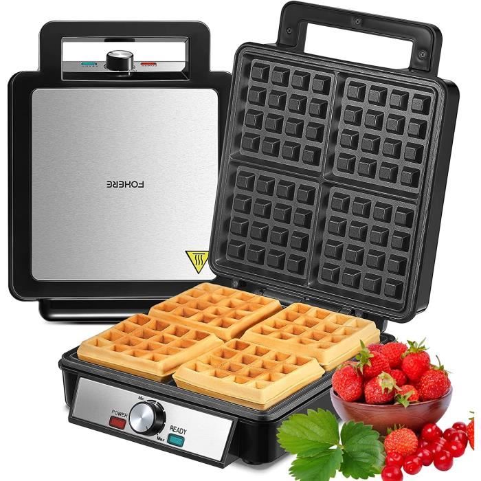 FOHERE Gaufrier - 1200 W - Gaufrier belge avec revêtement antiadhésif et nettoyage facile ...