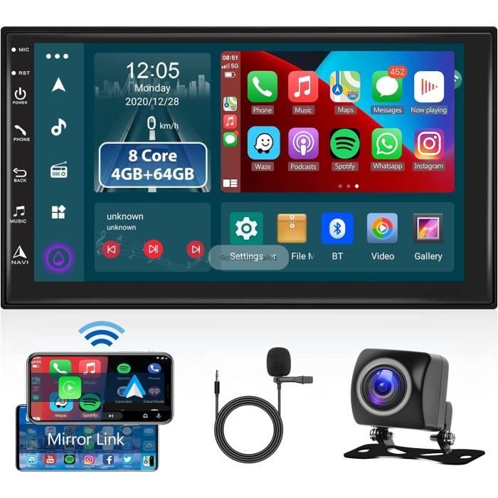 Android 13 Autoradio 8-Core 4G+64G Avec Carplay, Android Auto, Lien ...