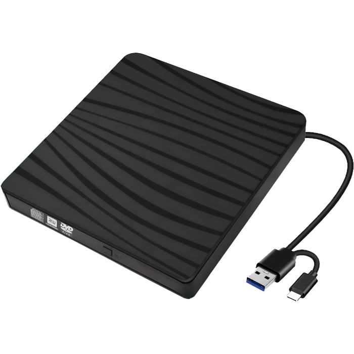 Lecteur DVD Externe USB C-USB 3.0 Double Ports Portable CD DVD ROM ...