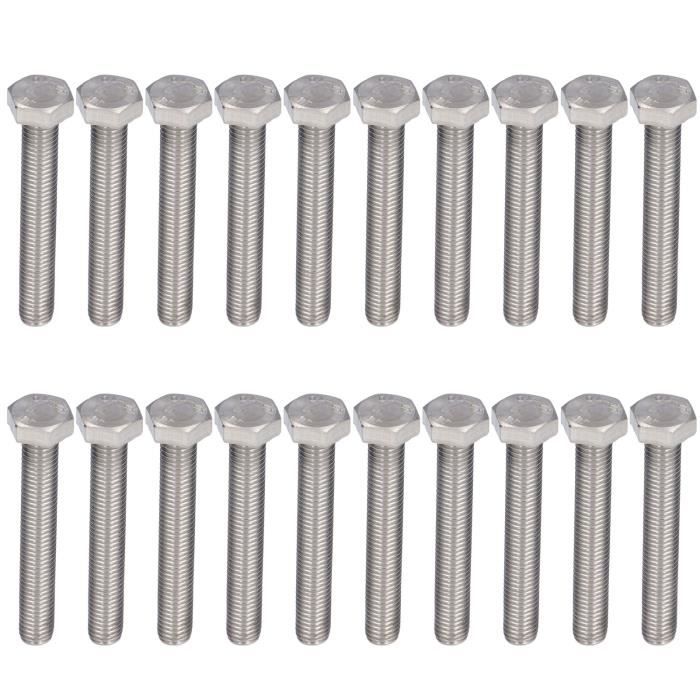YOSOO Boulon à tête hexagonale 20 pièces boulon hexagonal filetage grossier vis boulons ...