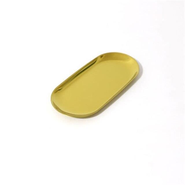 PLATEAU,S-Gold--Plateau de rangement rond, plaque en acier inoxydable ...