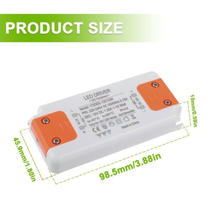 12V 15W LED Transformateur LED Driver LED Convertisseur pour Lampes LED ...