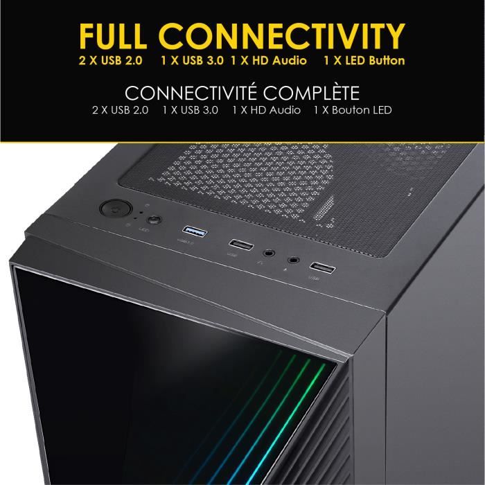 EMPIRE GAMING - Boîtier PC Gamer Crystal Noir – ARGB Moyenne Tour ATX ...
