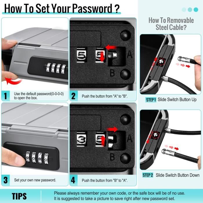 Coffre-Fort Portable, Coffre Fort Sécurisé, Coffre Fort de Voyage ...