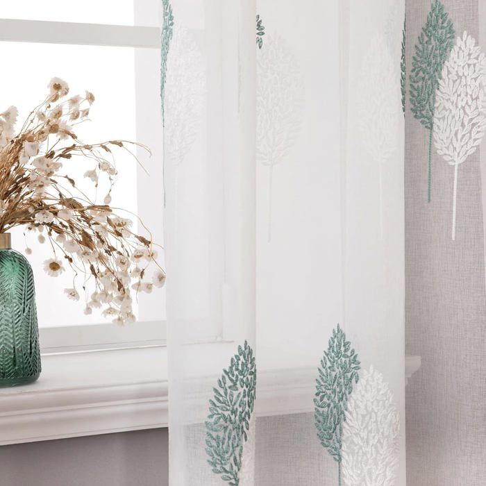 Rideau Salon-Beau Rideau Voilage Avec Motif D'Arbre, Rideaux Voilage À ...