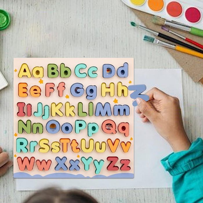Puzzle Lettres,Jouet Éducatif en Bois Apprentissage Alphabet Majuscules ...