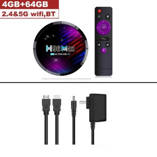 Ue Plug - 4 Go 64 Go - Boîtier TV H96 Max X4 Amlogic S905X4, Android 11 ...