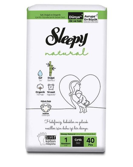Sleepy Natural Jumbo Package Baby Diaper Taille 1 Paquet de 40 ...