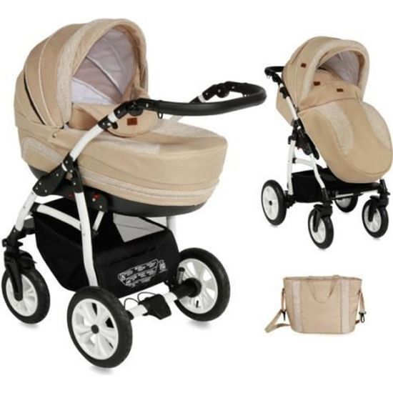 Poussette combinée 2 en 1 Kara ( roues gonflables ) beige - Cdiscount ...