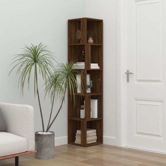 ABB Armoire d'angle Chêne marron 33x33x164,5 cm Bois d'ingénierie ...