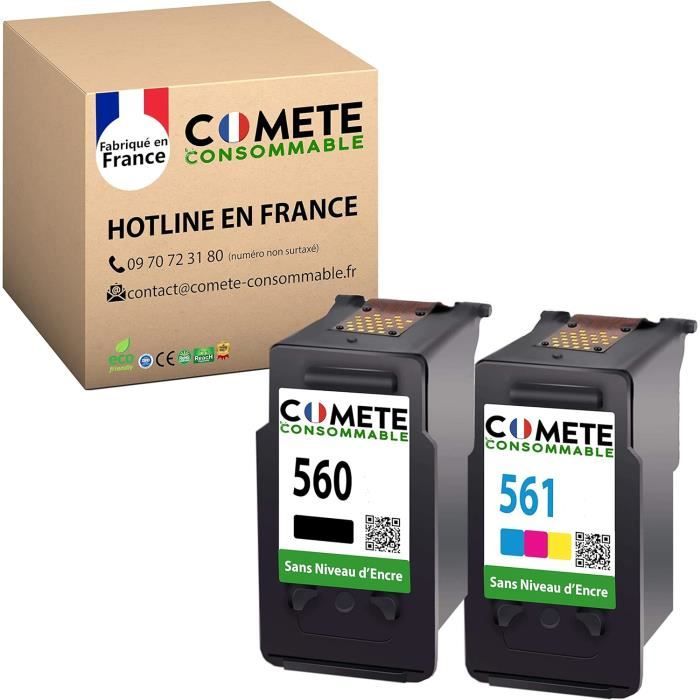 560 561 - Pack de 2 Cartouches d'encre Compatibles avec Canon PG-560 CL-561 sans Affichage du ...