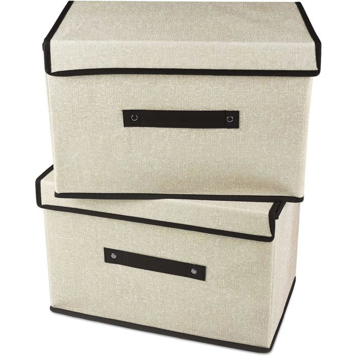 Uootach 2 x Storage Boxes, 36 cm x 23 cm x 24 cm, Foldable with Lid ...