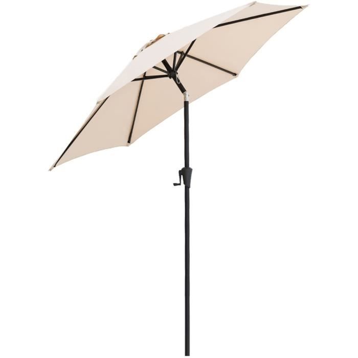 Parasol de table avec inclinaison et manivelle - 2,75 m - Beige[75 ...