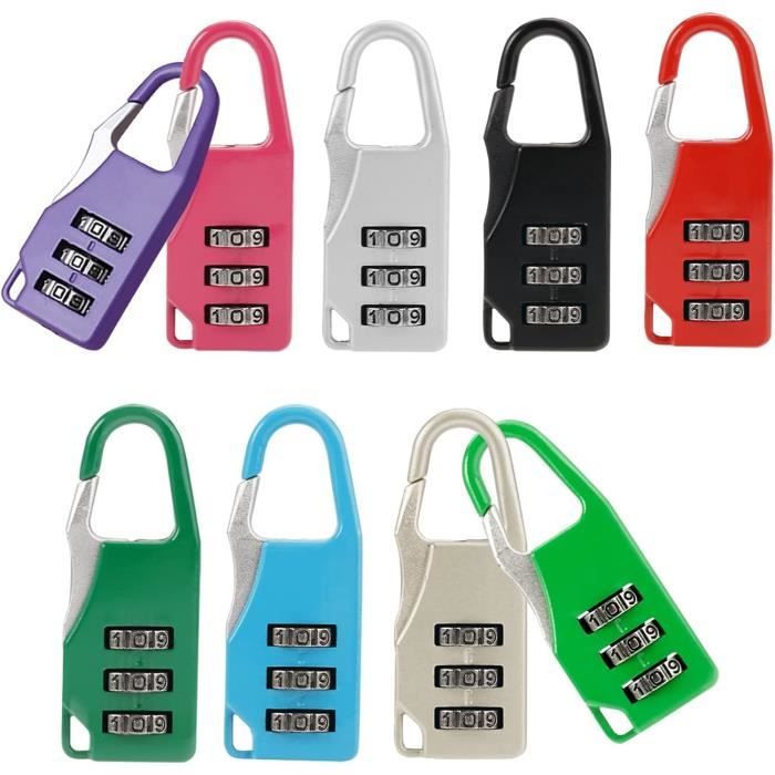 9 Pièces Cadenas Valise Avion, Mini Cadenas Code 3 Chiffres, Petit Cadenas Casier College ...