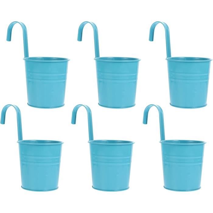 Lot De 6 Pots De Fleurs En Fer À Suspen E Avec Crochet Amovible Et Trou ...