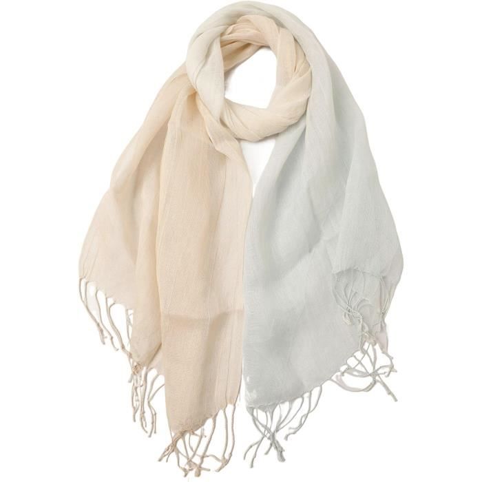 Femme Homme 100% Lin Longue Écharpe Foulard Frangé Printemps Et En Été ...